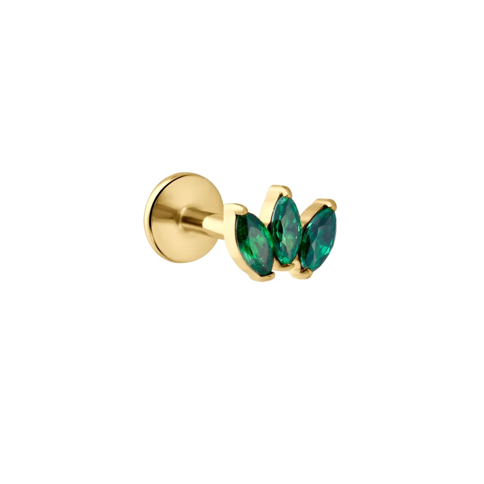 Marquise Trio Flat Back Stud - Green | Cords Club