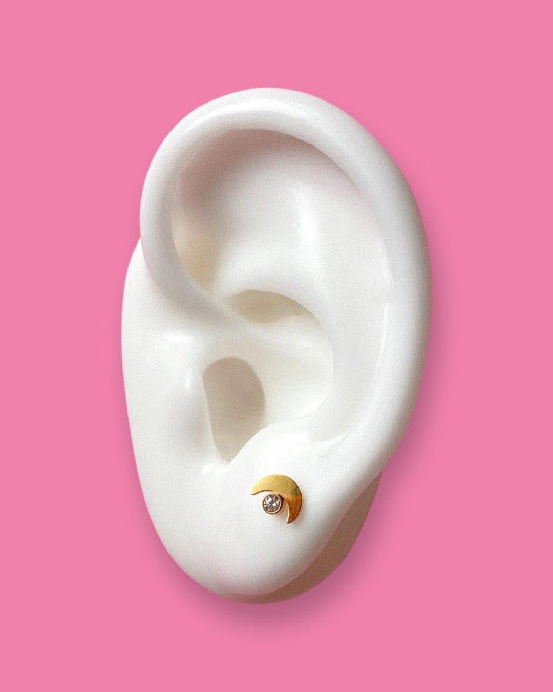 Zirconia Moon Flat Back Stud – Cords Club